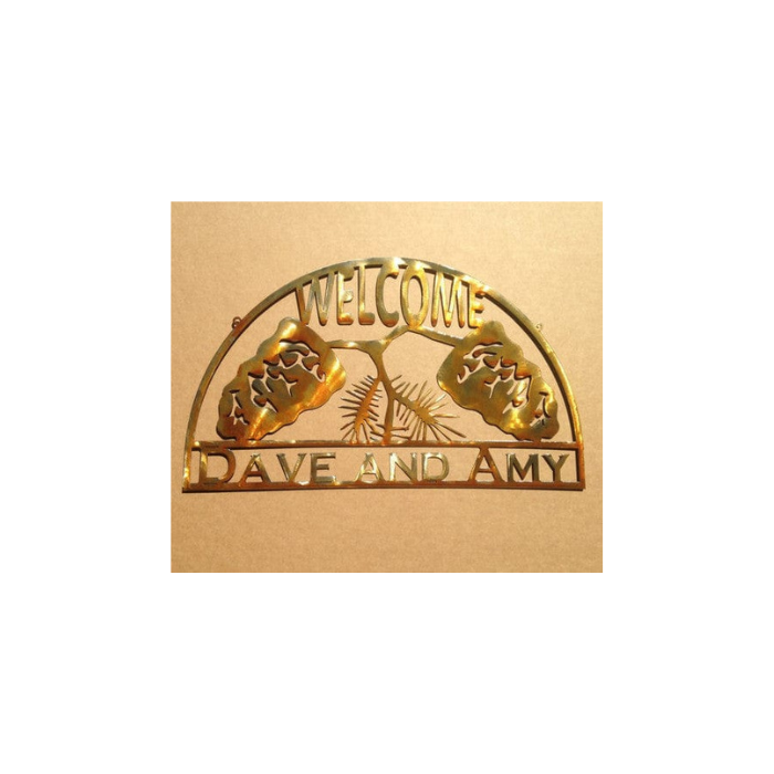 Personalized Welcome Sign with Pine Cones (W4) - Rusty Rooster Metal