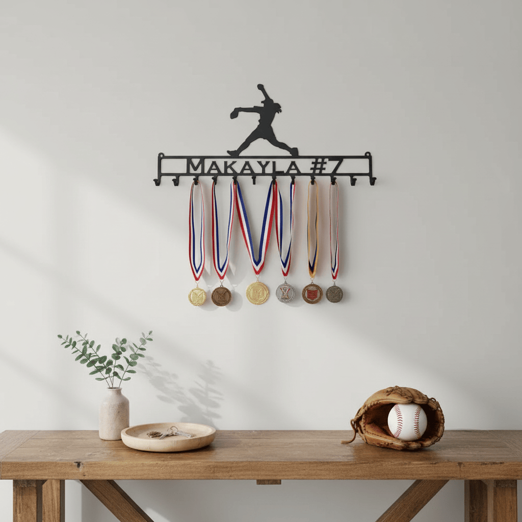 Softball Display Shelf | Softball Trophy Shelf - Rusty Rooster Metal ...