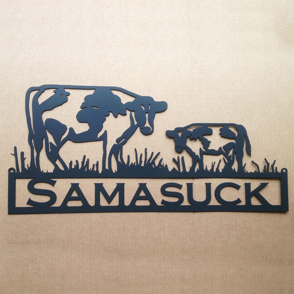 Metal Art Dairy Cows with Custom Text (A26) - Rusty Rooster Metal