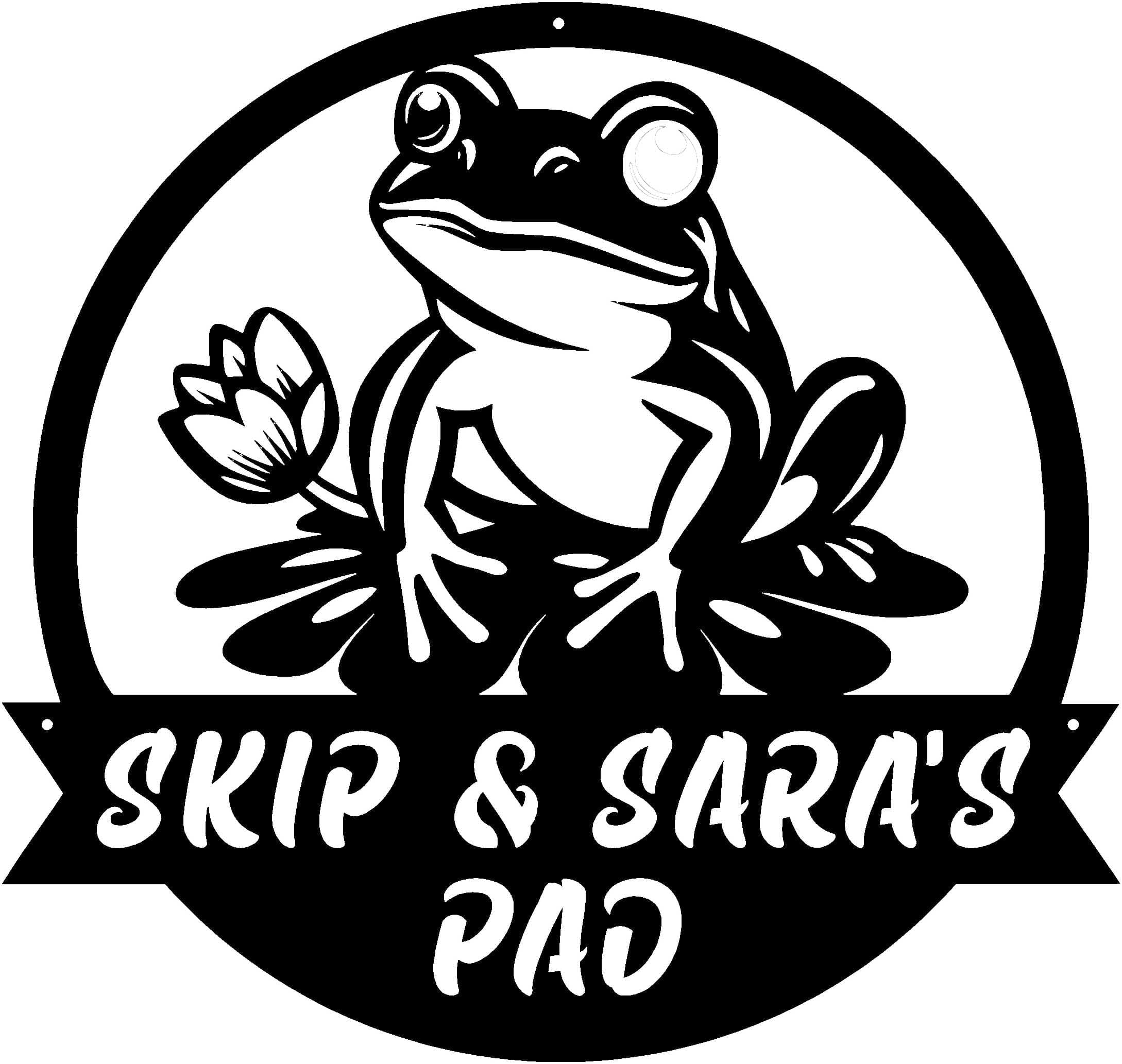 Personalized Cute Frog on Lily Pad Metal Sign (U42)