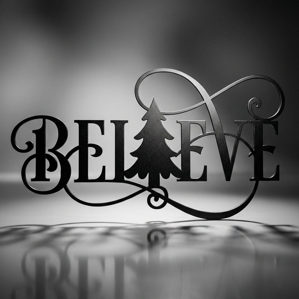 Elegant 'Believe' Tree Metal Wall Art - Inspire with Style (U35 ...