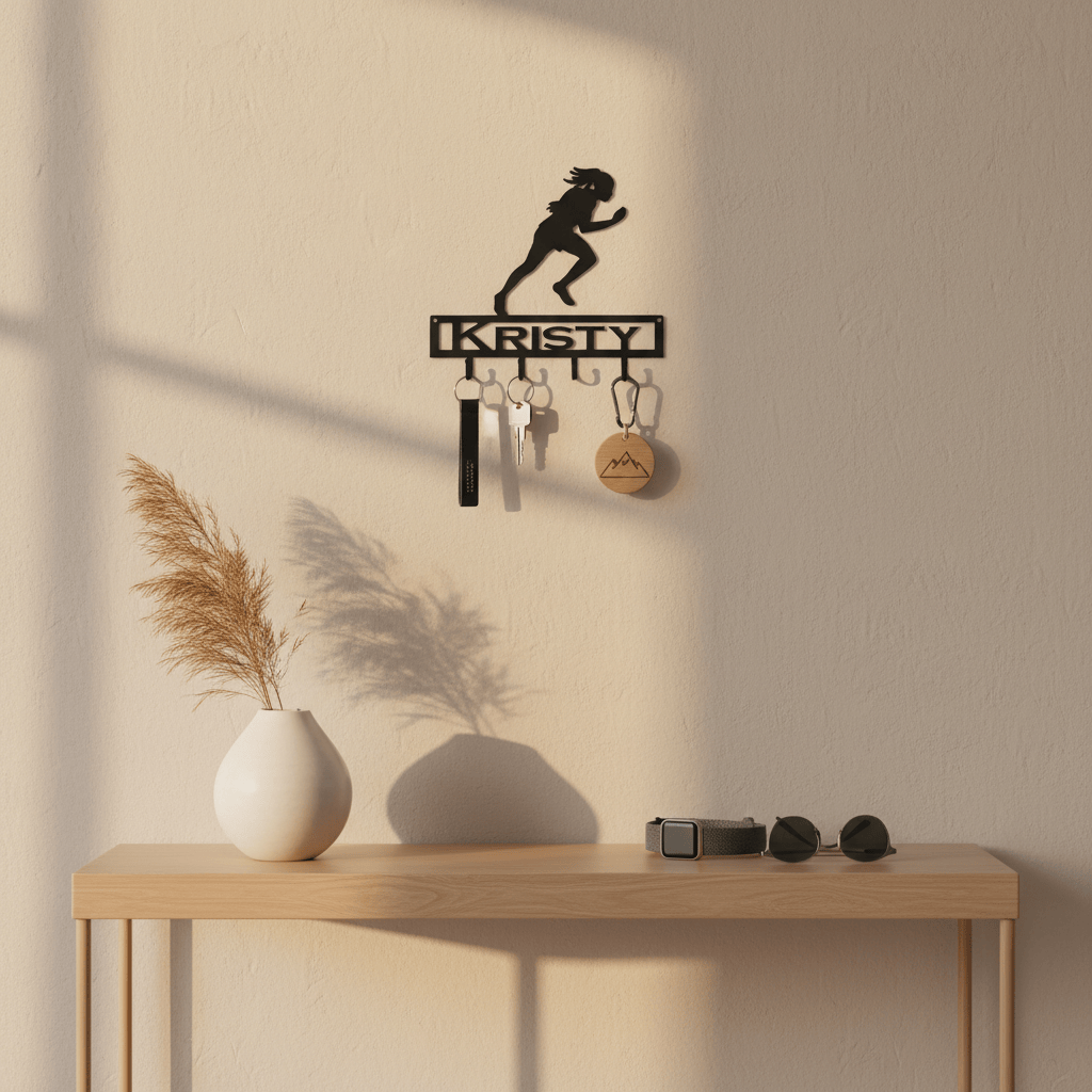 Empowered Strides: Female Runner Key Holder - Rusty Rooster Metal ...