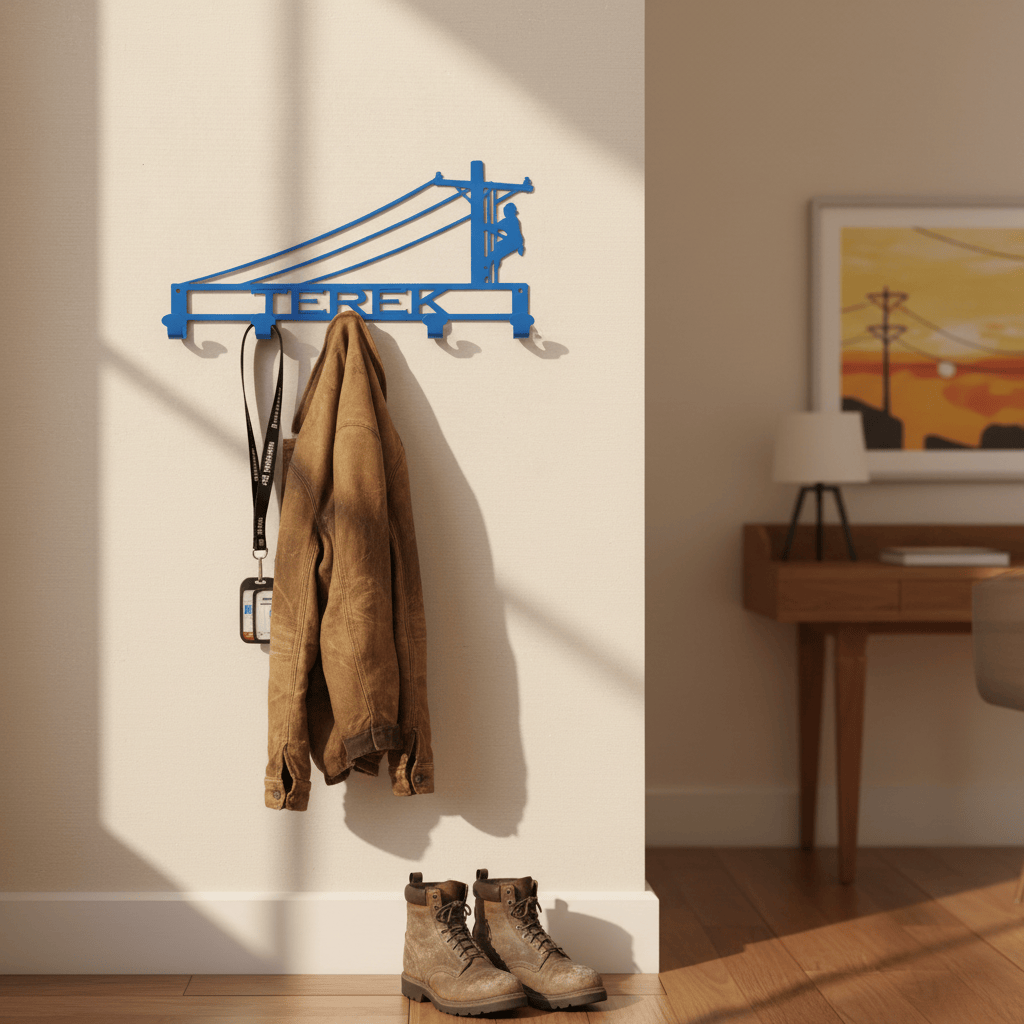 Personalized Tribute: Medal Lineman Sign Coat Hat Rack - Rusty Rooster ...